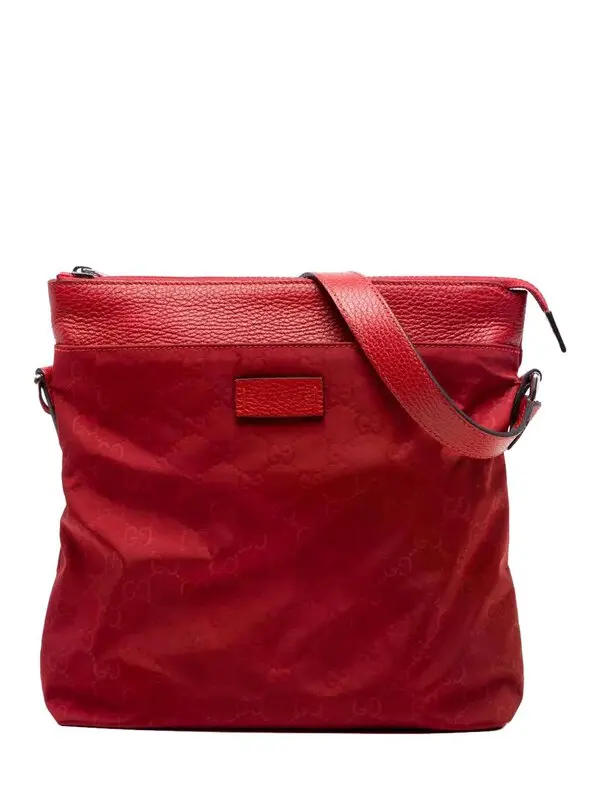 Gucci Gg Nylon Flat Messenger Bag - Red