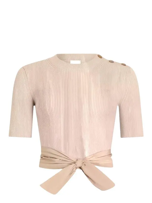 PATOU Knot-detail Buttoned T-shirt - Neutrals