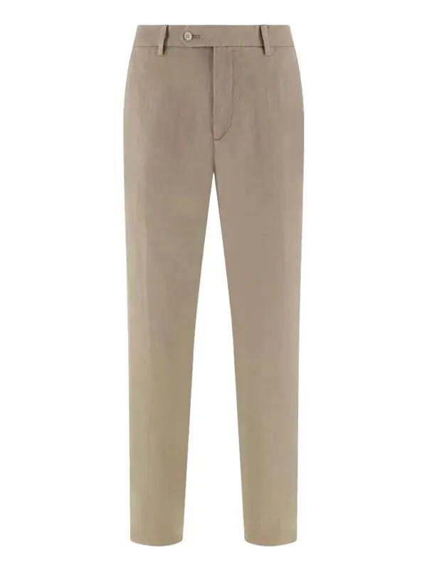 Boggi Milano Linen Trousers With Stitched Pockets - Neutrals