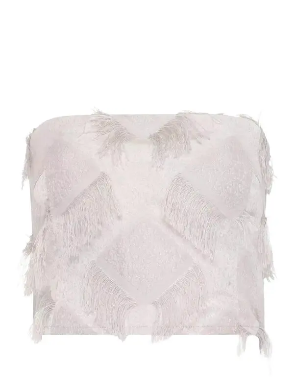Paris Georgia Iona Tube Fringed Top - White