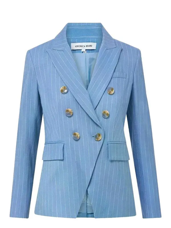 Veronica Beard Pinstripe Double-breasted Jacket - Blue