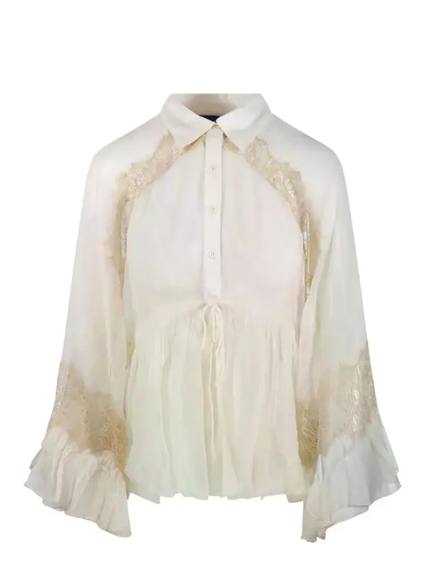 MES DEMOISELLES Deccala Lace Ruffled Blouse - Neutrals