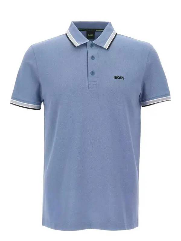 BOSS Pique Striped Polo Shirt - Blue