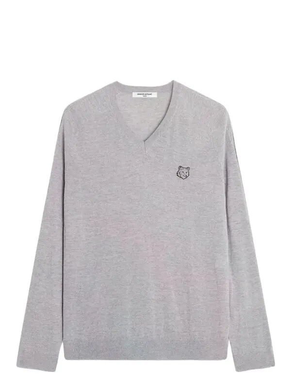 Maison Kitsuné Fox Head Wool Sweater - Grey