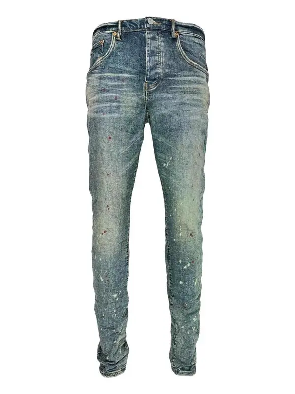 PURPLE BRAND P002 Faded Dappled Bleach Jeans - Blue