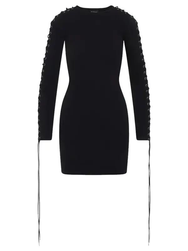 Balenciaga Lace-up Cotton Dress - Black