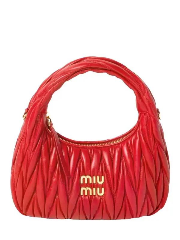 Miu Miu Wander Matelassé Nappa Leather Bag - Red