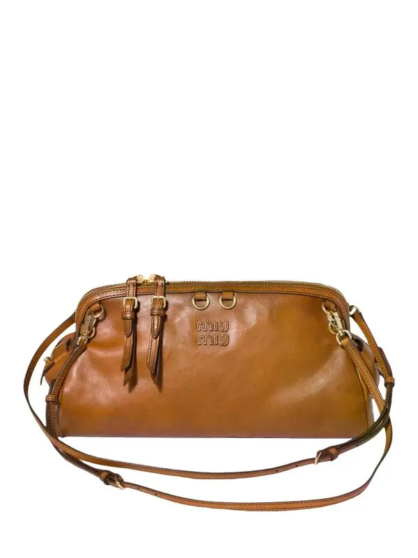 Miu Miu Caprice Leather Clutch - Brown