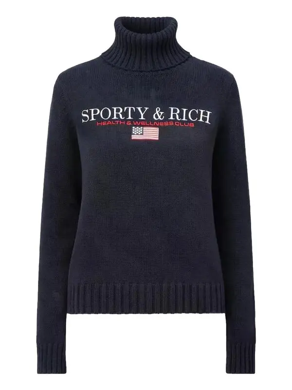 SPORTY & RICH Knitted Turtleneck Sweater - Blue