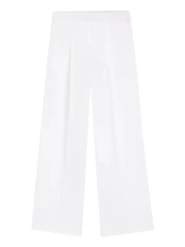 BOSS Pleated Wide Leg Trousers - White