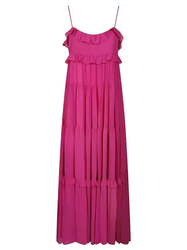 Michael Kors Tiered-ruffles Midi Dress - Pink