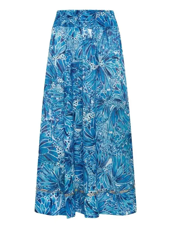 Malìparmi Butterfly-print Maxi Skirt - Blue