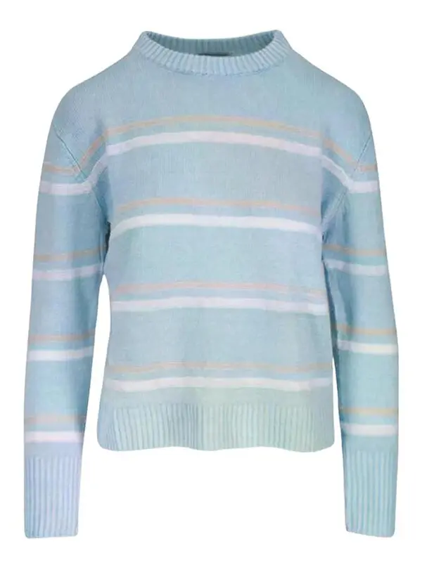 Kinross Cashmere Striped Crew-neck Sweater - Blue