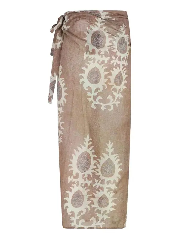 BAZAR DELUXE Patterned Wrap Skirt - Brown