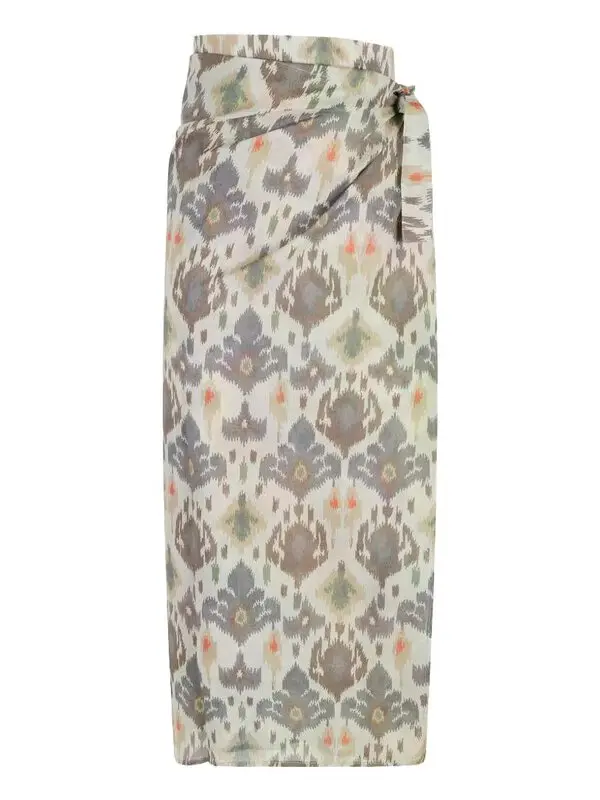 BAZAR DELUXE Patterned Wrap Skirt - Neutrals