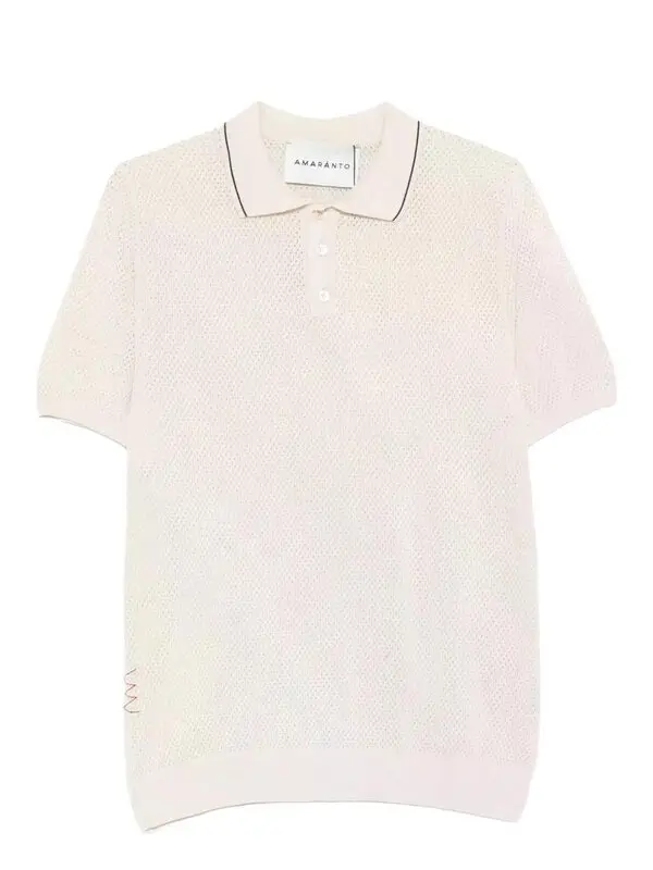 AMARANTO Contrasting-trim Polo Shirt - Neutrals