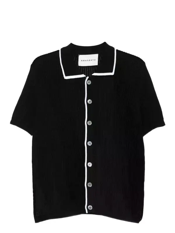 AMARANTO Button-up Contrast-trim Shirt - Black