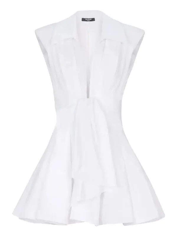 Balmain Tie-waist Mini Dress - White