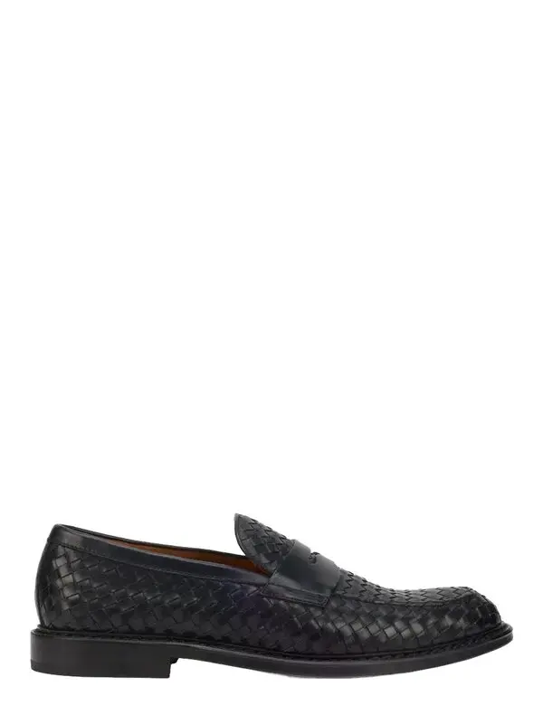 DOUCAL'S Woven Penny Loafers - Black