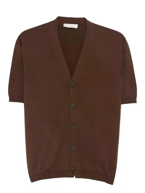 LUIGI GENTILE Button V-neck Cardigan - Brown