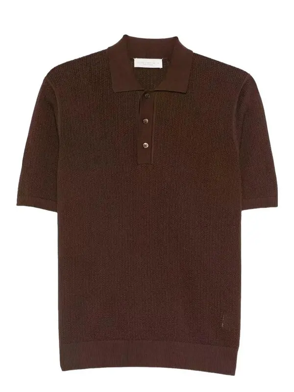LUIGI GENTILE Open-knit Polo Shirt - Brown