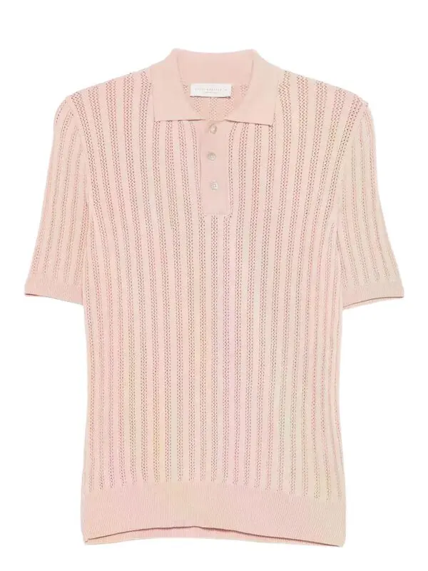 LUIGI GENTILE Open-knit Polo Shirt - Pink