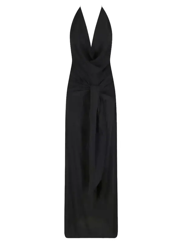 Federica Tosi Halterneck Wrap-effect Dress - Black