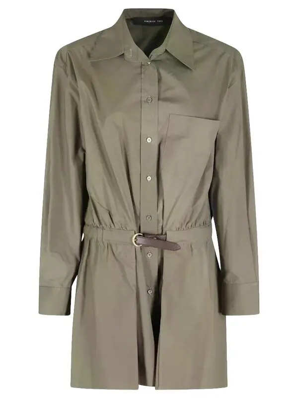 Federica Tosi Belted Shirt Dress - Green