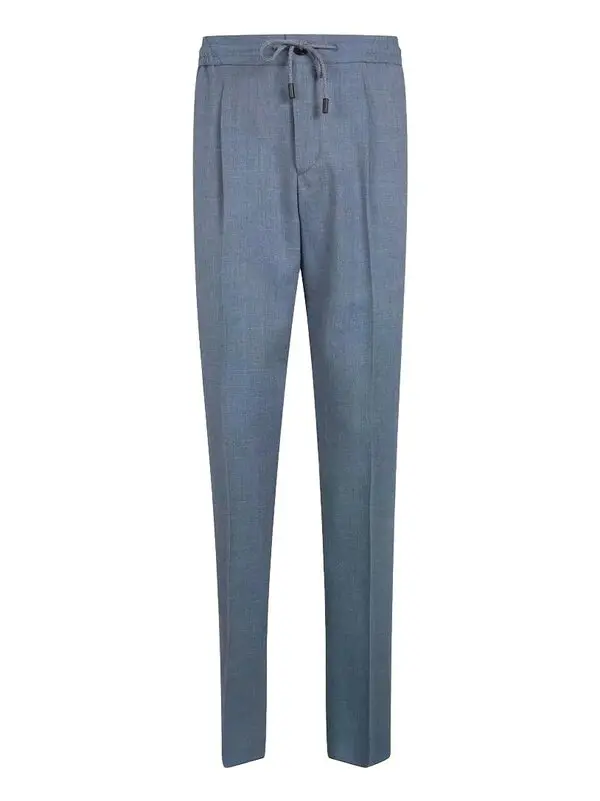 Incotex Drawstring Pleated Trousers - Blue