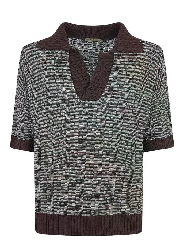 NUUR V-neck Knitted T-shirt - Brown