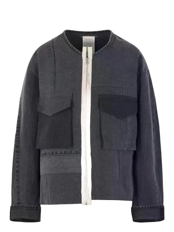 KURO Asymmetric Frayed Jacket - Grey