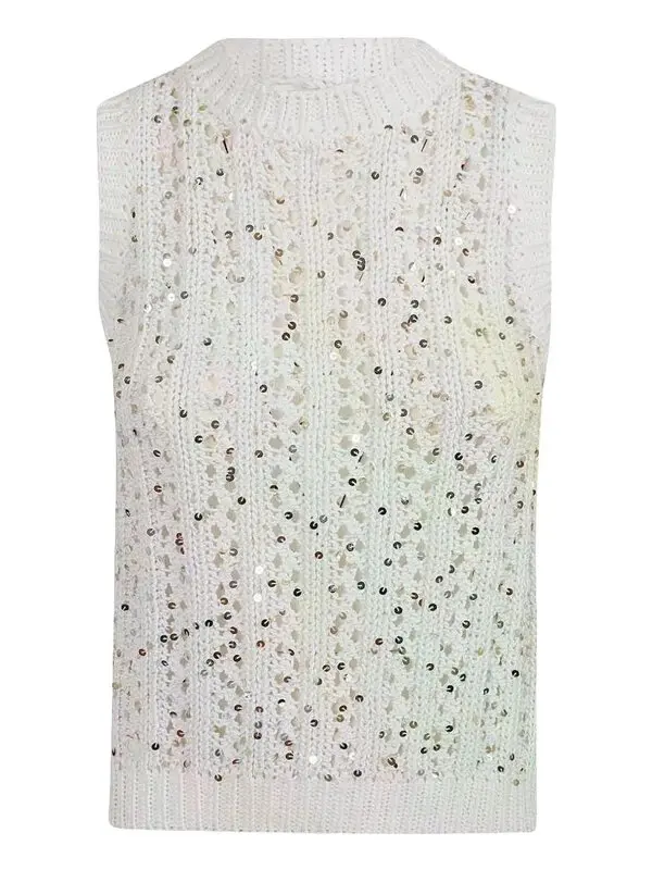 Peserico Sequin-embellished Knitted Vest - White