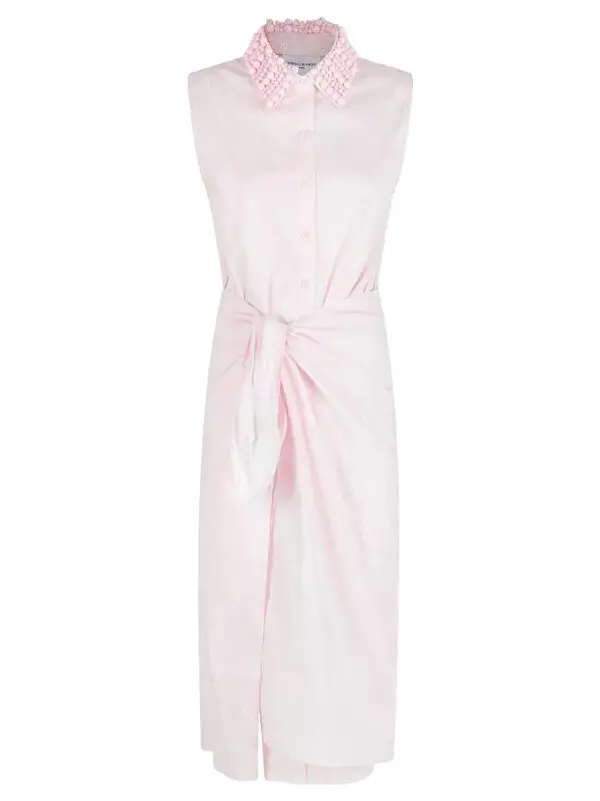 ISABELLE BLANCHE Beaded-collar Wrap-effect Dress - Pink