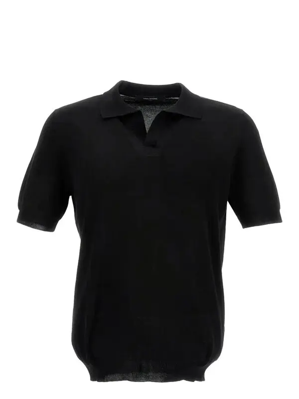 Tagliatore Fine-knit Polo Shirt - Black