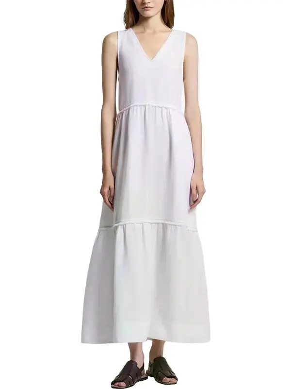 Peserico V-neck Tiered Maxi Dress - White