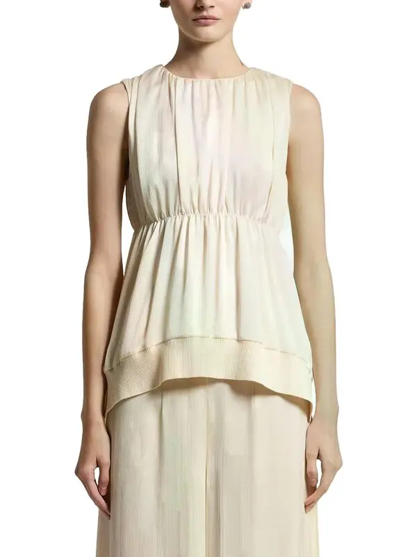 Peserico Ruffled Sleeveless Top - Neutrals