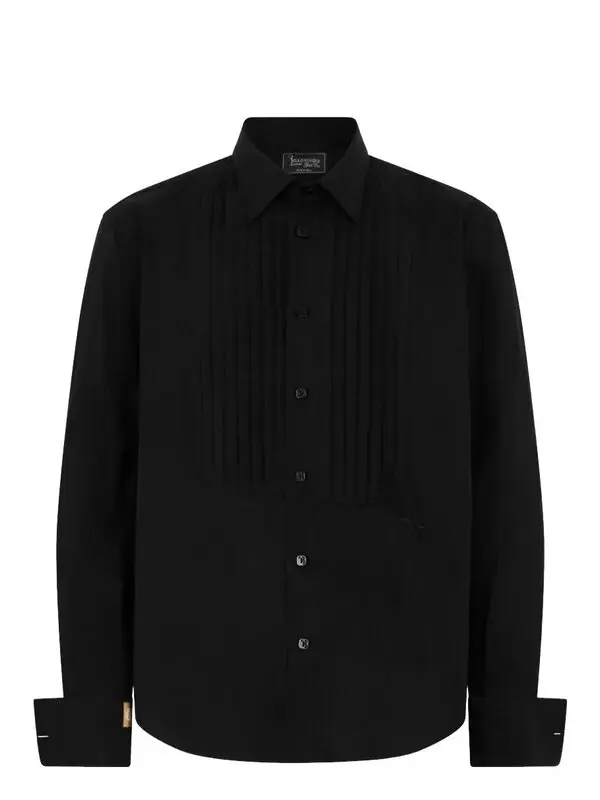 BILLIONAIRE Pleated Tuxedo Shirt - Black