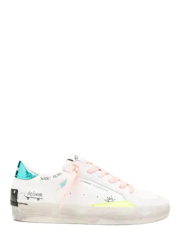 CRIME LONDON Sk8 Deluxe Sunset Rebel Sneakers - White