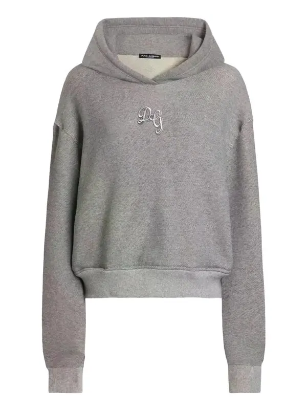 Dolce & Gabbana Logo-embroidered Hoodie - Grey