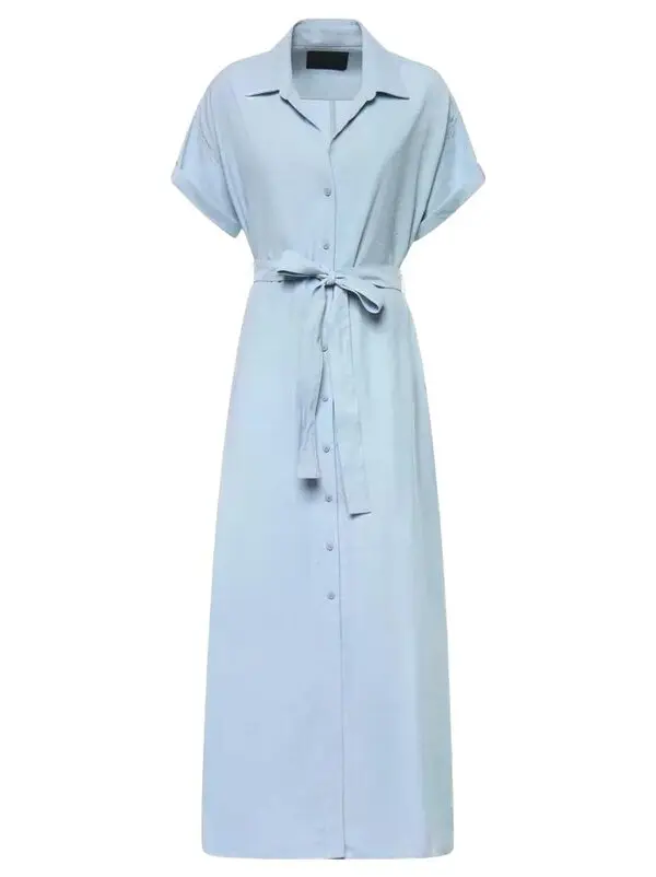 DONDUP Belted Shirt Midi Dress - Blue