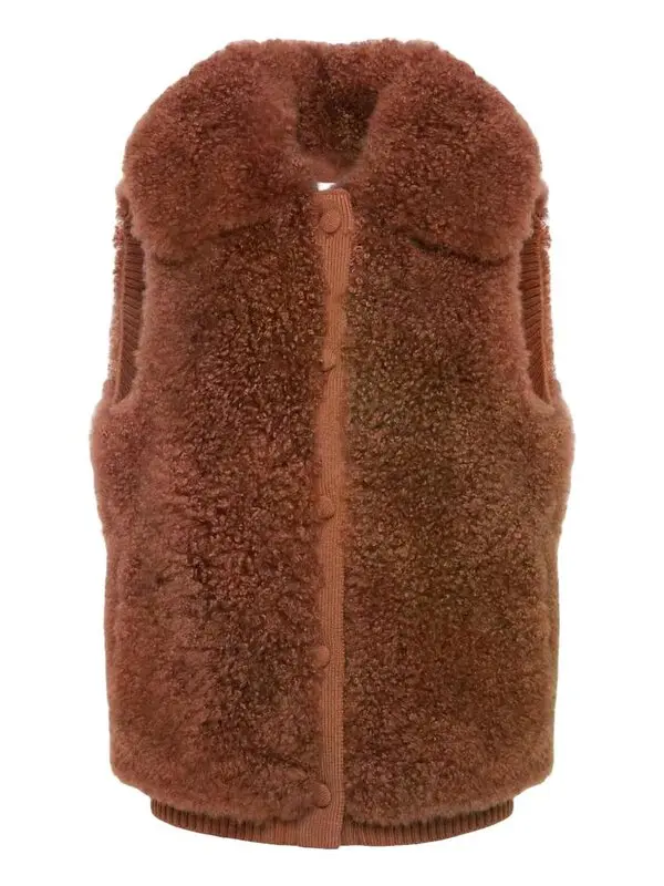 YVES SALOMON Button-up Gilet - Brown
