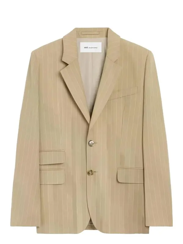 Ami Striped Single-breasted Blazer - Neutrals