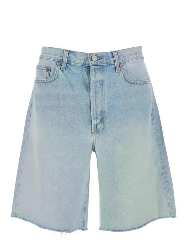 AGOLDE Frayed Denim Shorts - Blue