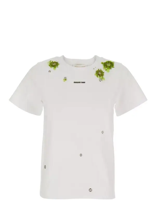 SHUSHU/TONG Eyelet-embellished T-shirt - White