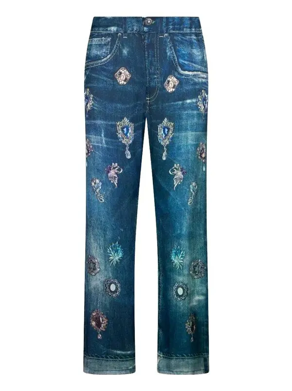 Liu Jo Printed Straight Leg Jeans - Blue