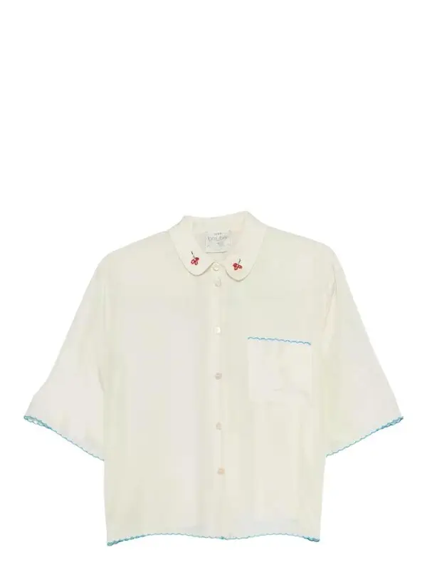 FORTE_FORTE Cherry-embroidery Shirt - Neutrals