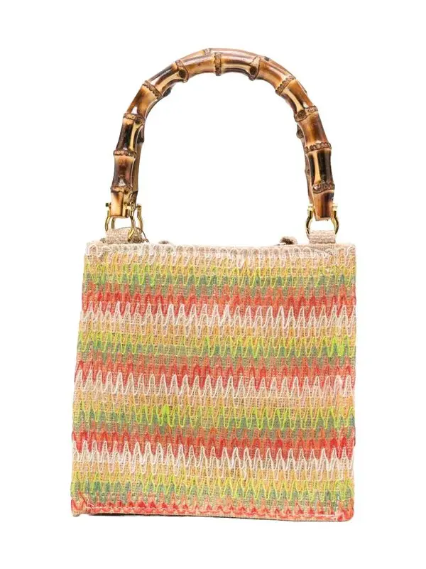LA MILANESA Small Bamboo Handle Tote - Neutrals