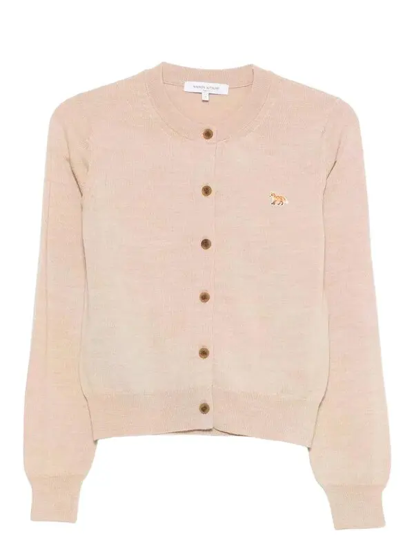 Maison Kitsuné Fox-embroidered Button Cardigan - Neutrals
