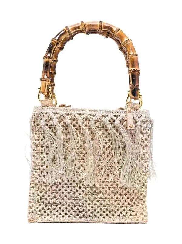 LA MILANESA Flora Fringed Tote Bag - Neutrals