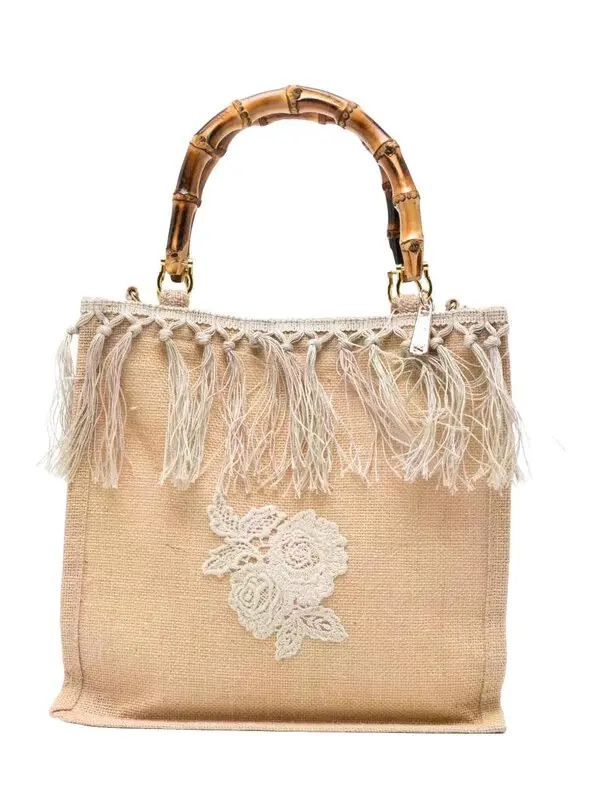 LA MILANESA Flem Bamboo-handle Tote Bag - Neutrals